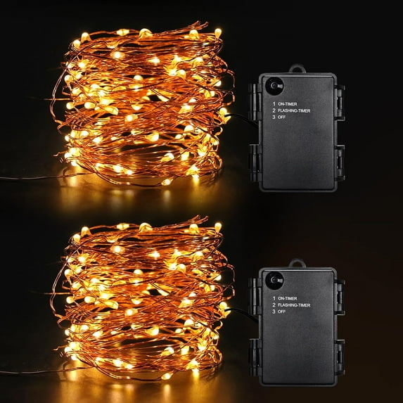 SRWEHG-Timer Flashing Led String Fairy Light,2 Pack Mini Battery ...