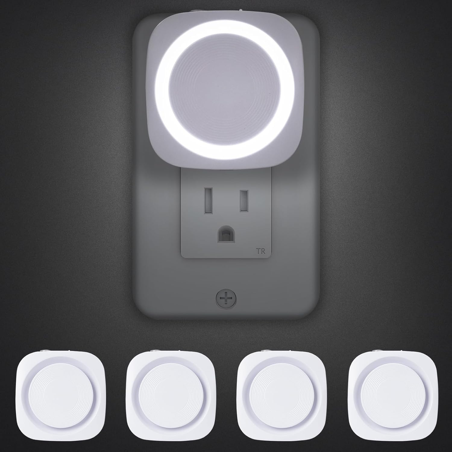 SRWEHG-White Night Lights Plug into Wall, 4 Packs Dimmable Night Light ...