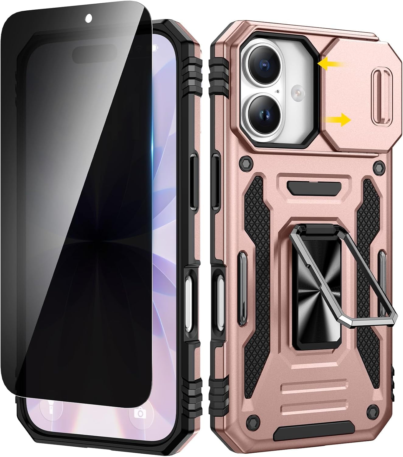 SRWEHG-for iPhone 17 Case, with Slide Camera Cover & Privacy Tempered ...