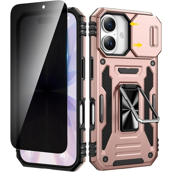 SRWEHG-for iPhone 17 Case, with Slide Camera Cover & Privacy Tempered ...