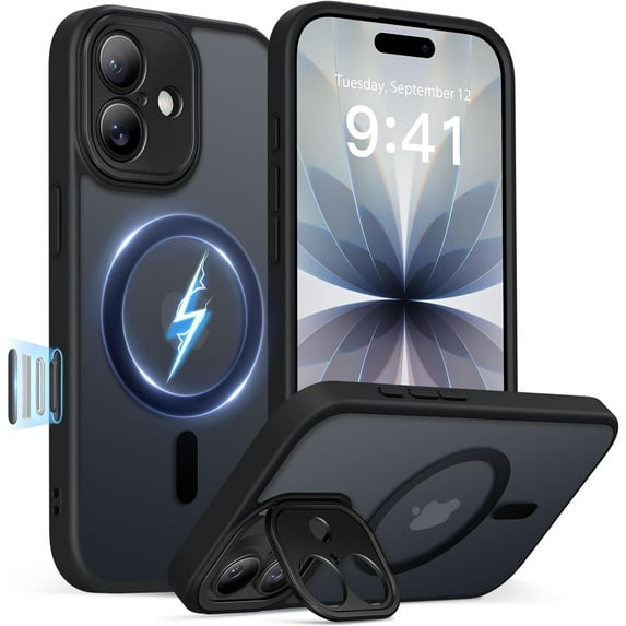 SRWEHG-for iPhone 17 Case with Stand,Compatible with MagSafe,[Camera ...