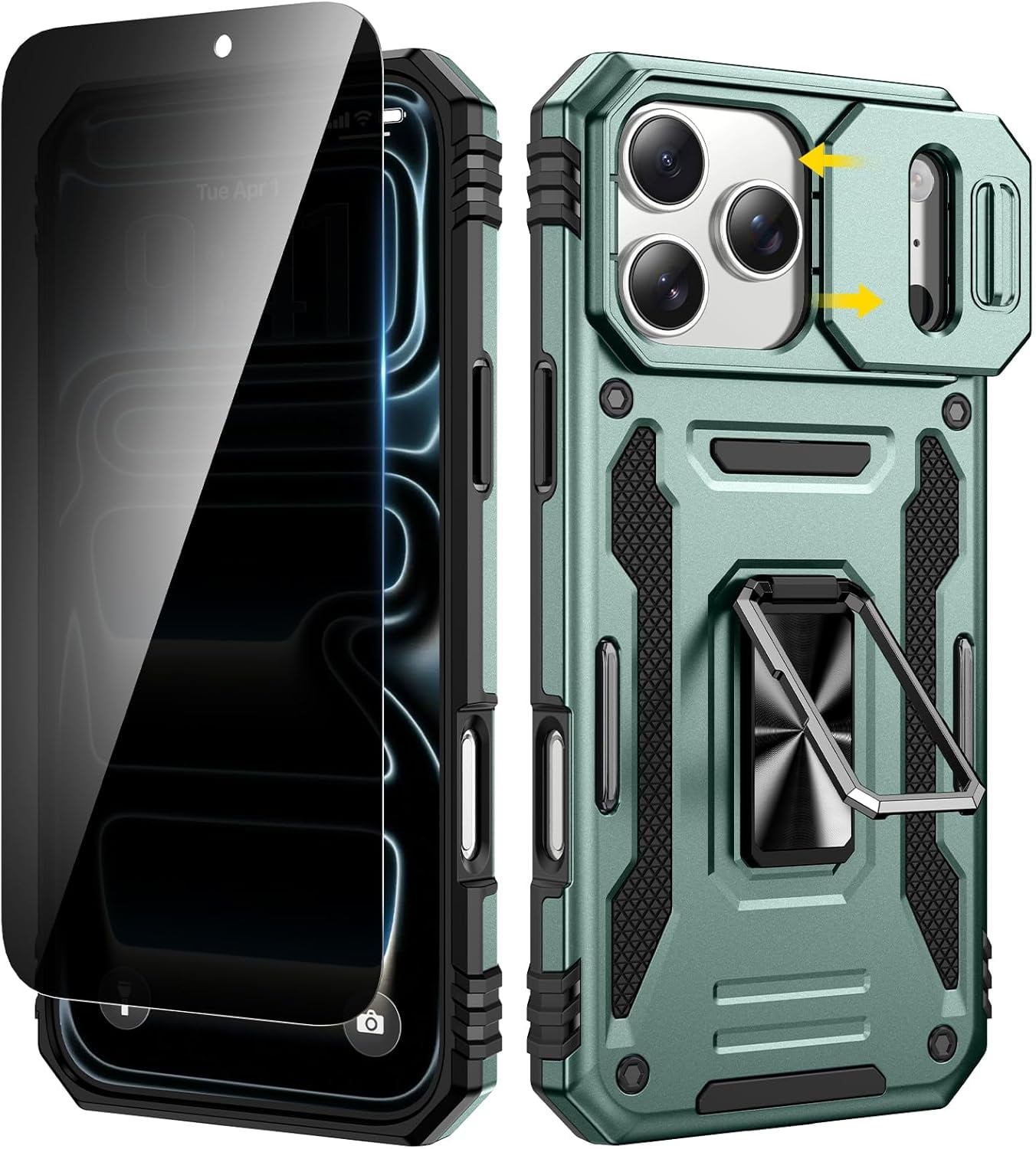 SRWEHG-for iPhone 17 Pro Max Case with Stand, Slide Camera Cover ...