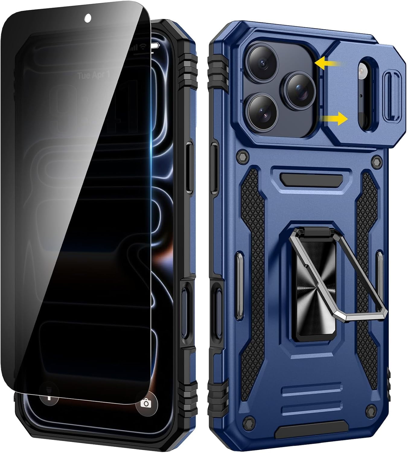 SRWEHG-for iPhone 17 Pro Max Case with Stand, Slide Camera Cover ...