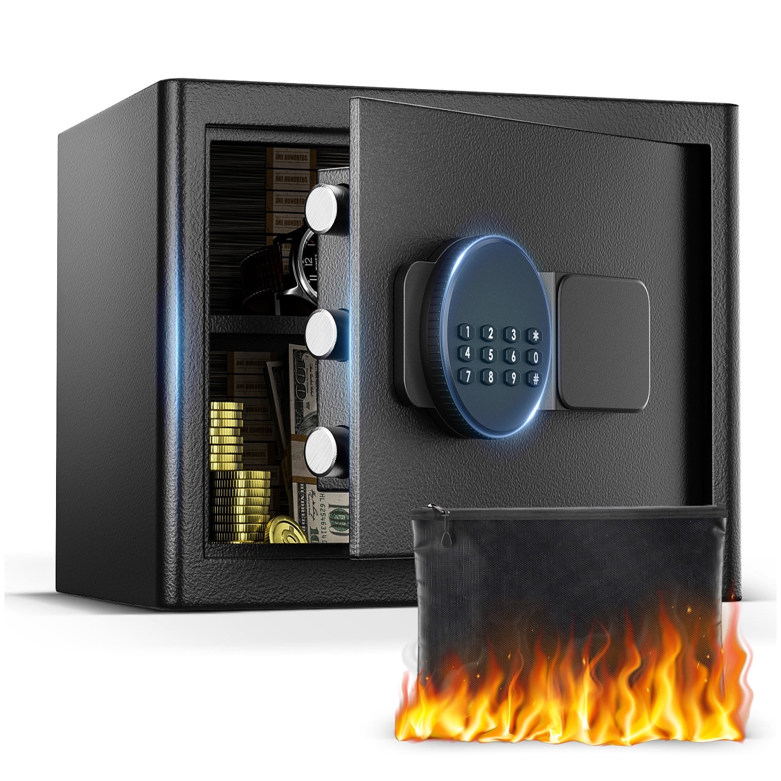 SRWTRCHRY 1.2 Cu. ft. Fireproof Safe Box, Digital Keypad Lock, Wall ...