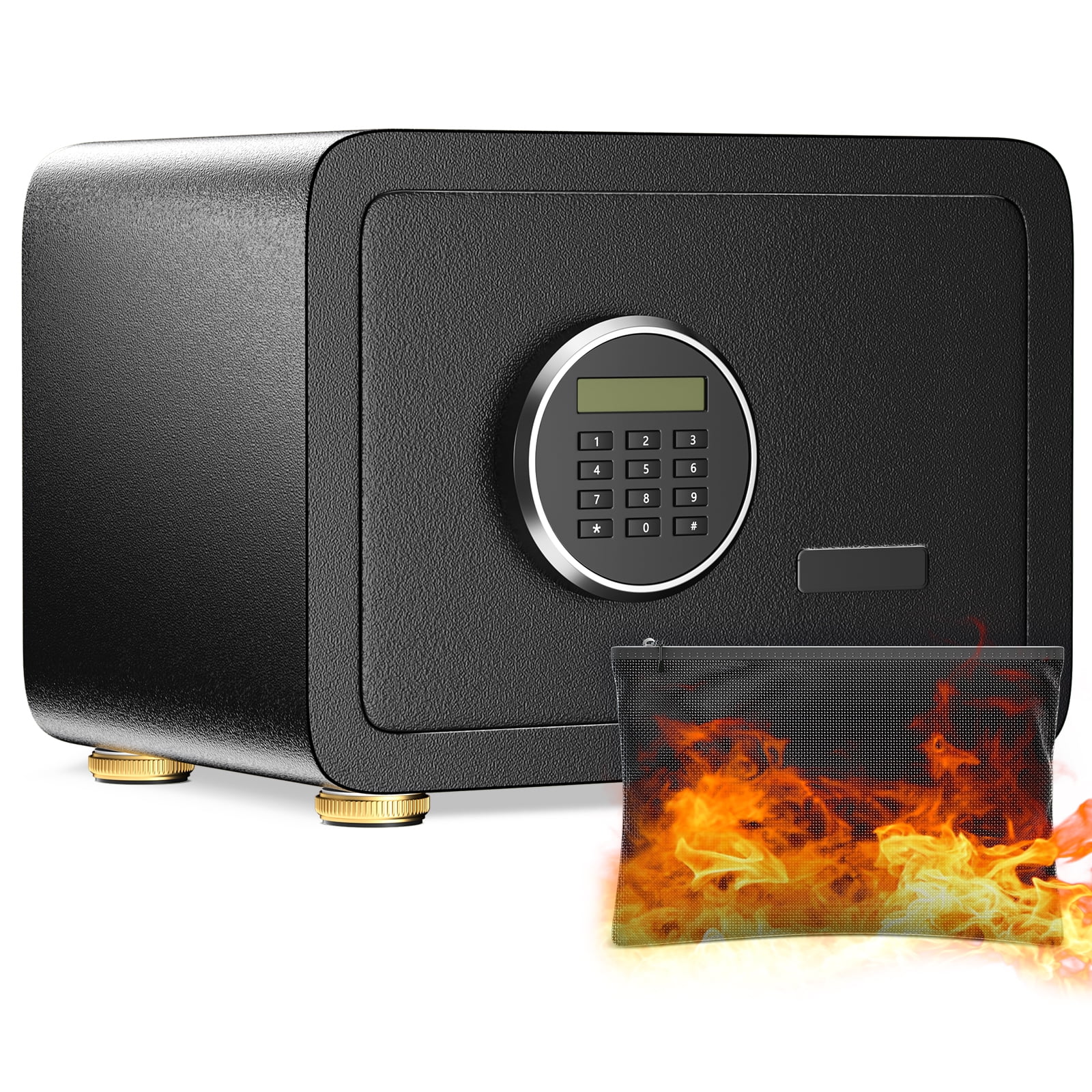 SRWTRCHRY 1.25 Cubic Feet Fire & Water Proof Safe Box, LCD Display ...