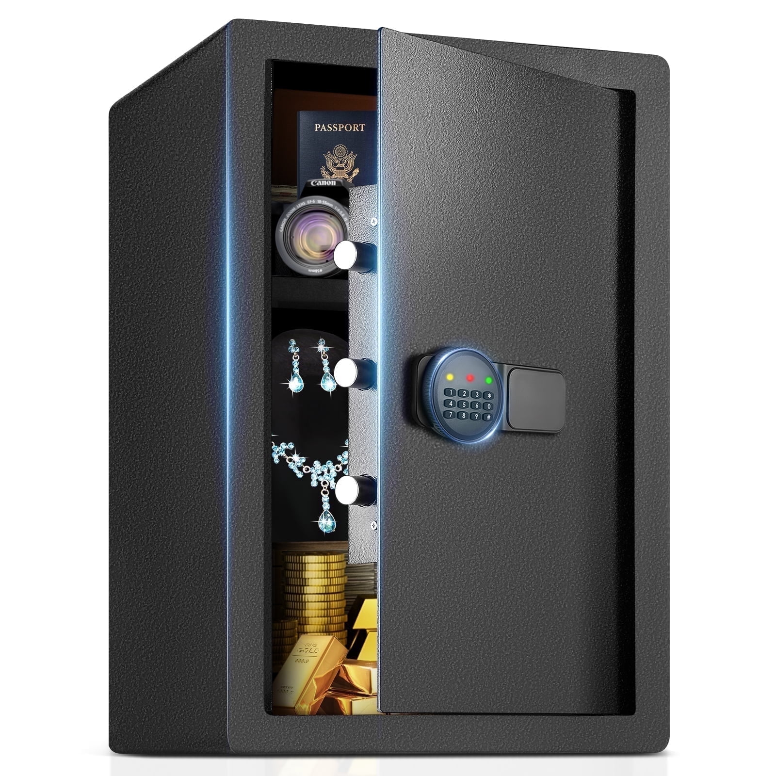 SRWTRCHRY 3.1 Cu ft Large Safe Box, Home Safe with Digital Keypad and ...