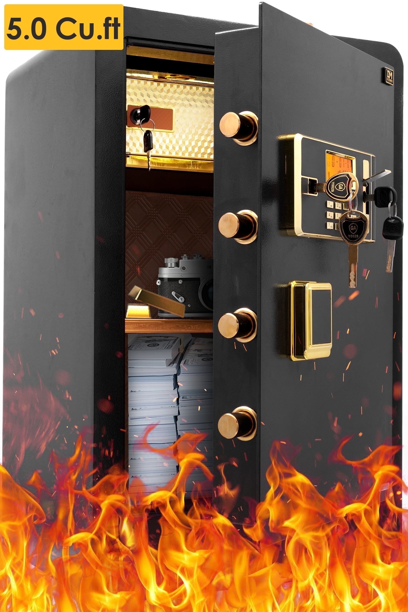 SRWTRCHRY 5.0 Cubic Home Safes,with Interior Safe Lock Box, Fire ...
