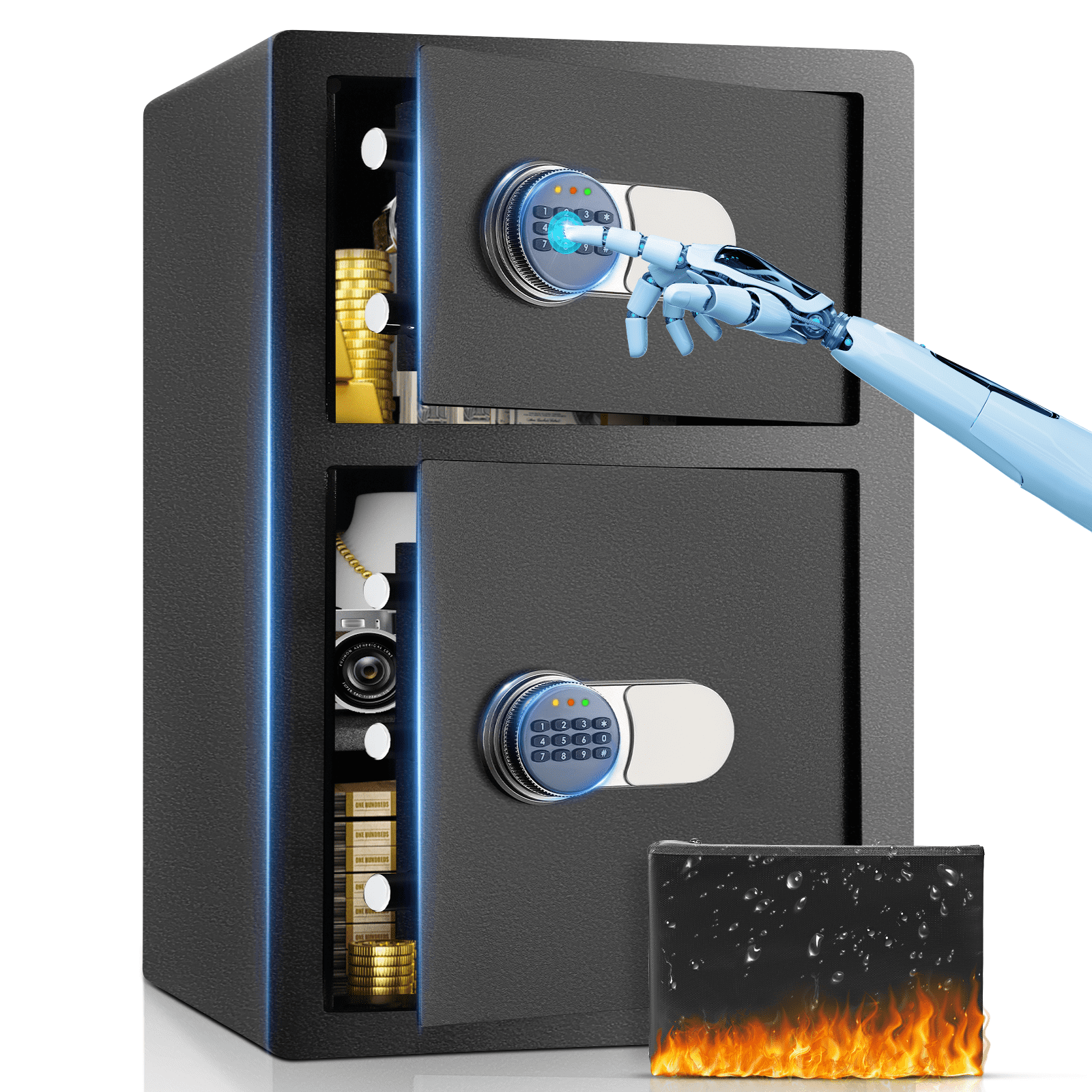 SRWTRCHRY 10 Cu ft Large Safe Box, Dual Door Home Safe with Digital ...