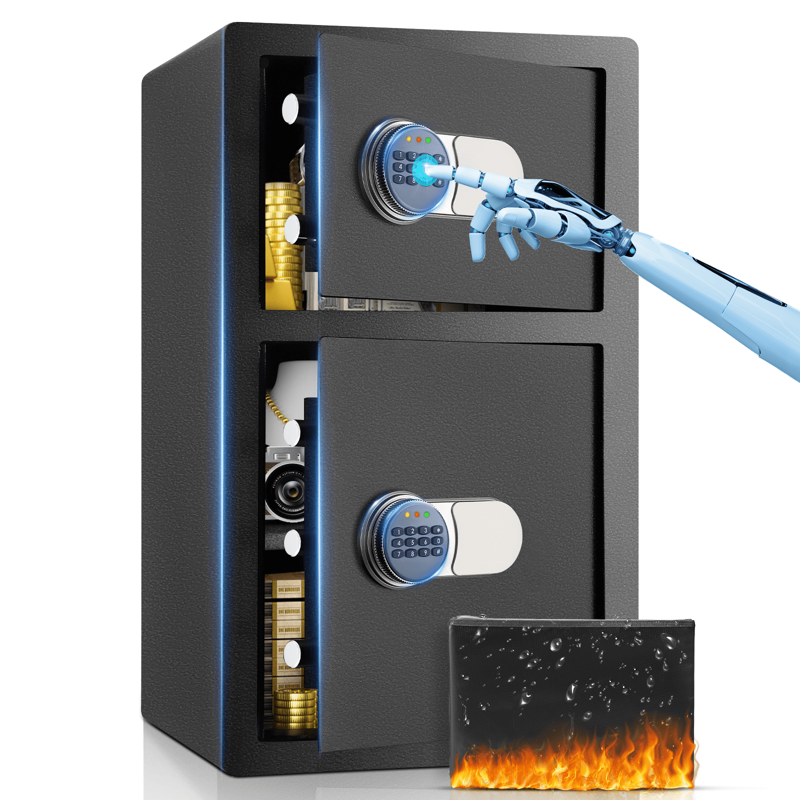 SRWTRCHRY 8.0 Cu ft Large Safe Box, Dual Door Safe with Digital Keypad ...