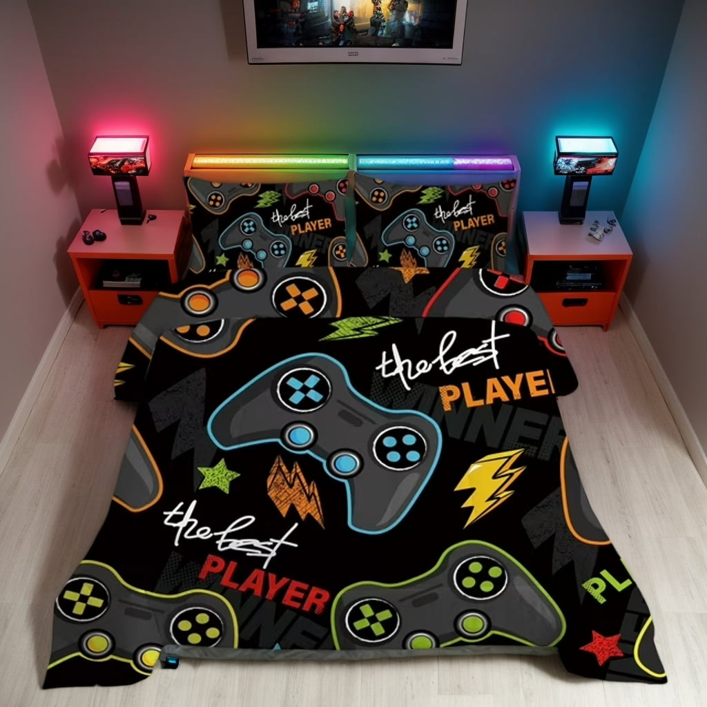 3 Pieces Gamer Comforter Set for Boys Gaming Bedding Set Twin Size ...