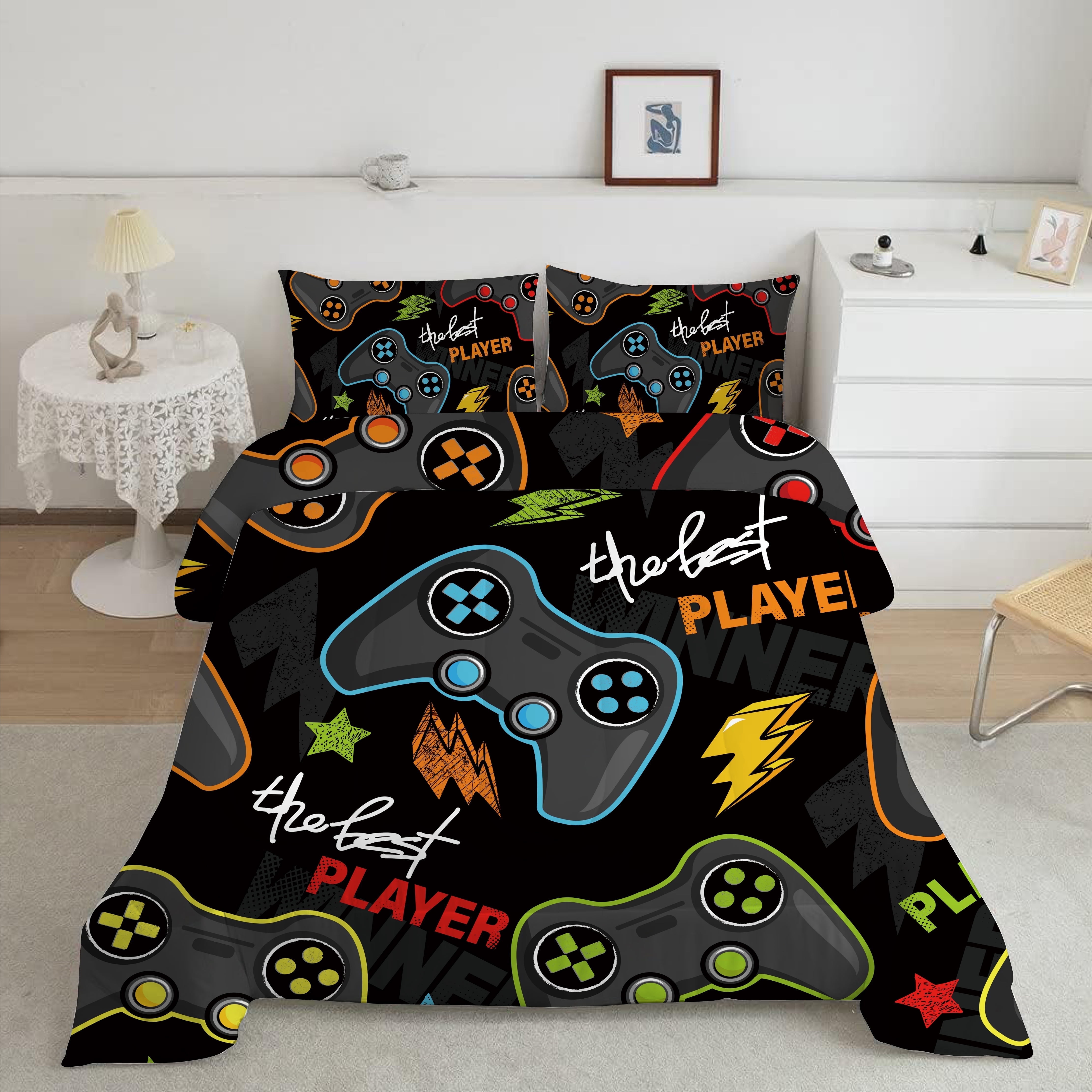 3 Pieces Gamer Comforter Set for Boys Gaming Bedding Set Full Size ...