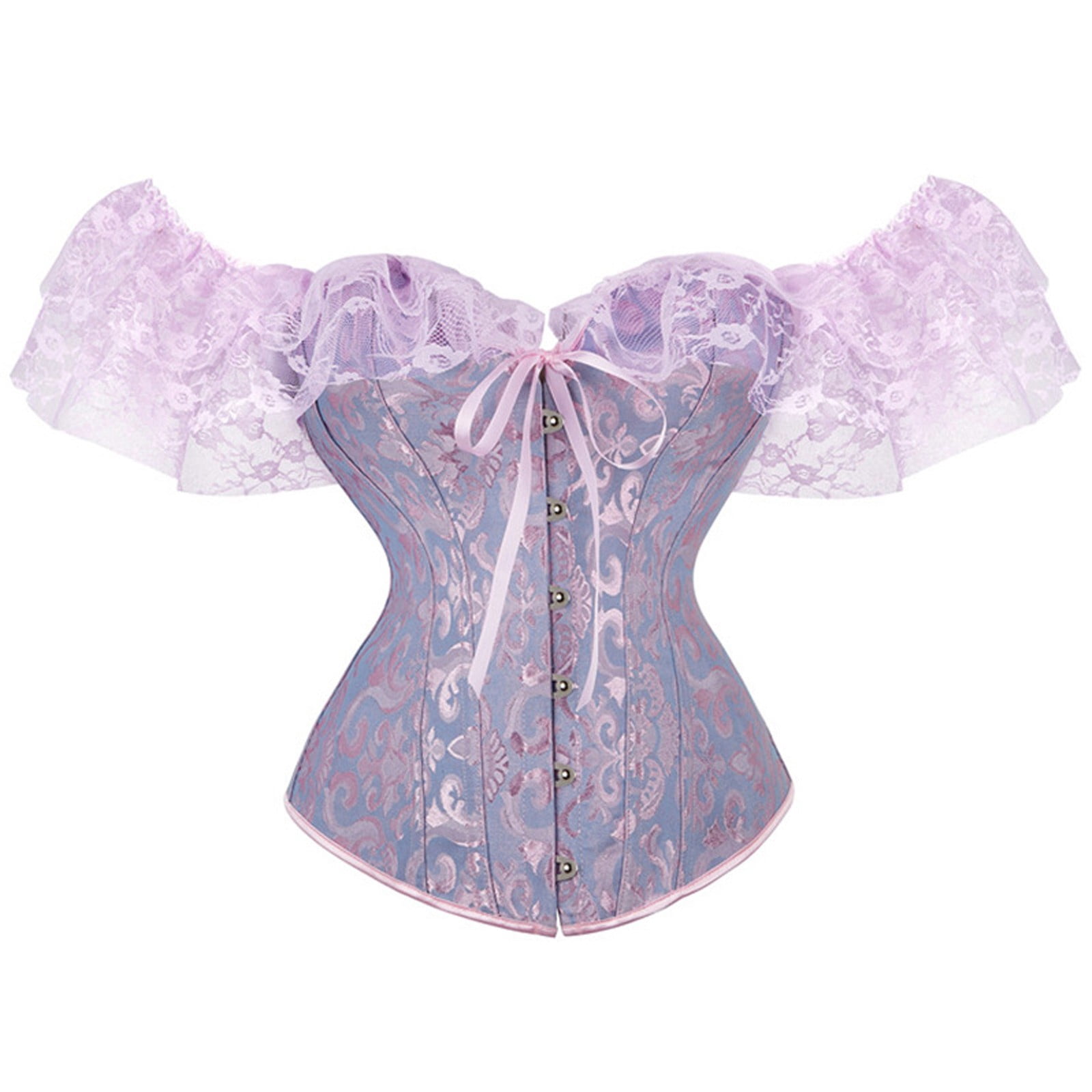 SRZYMJ Corset Bustier Women Basques Top Elegant Lace Sleeve Bridal ...