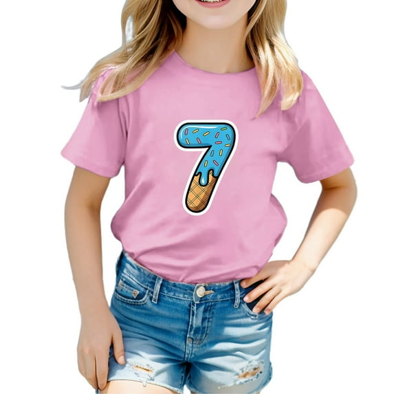 SRZYMJ Fun Six Seven 6 7 Meme Design 6 7 T-Shirt Girls Short Sleeve ...