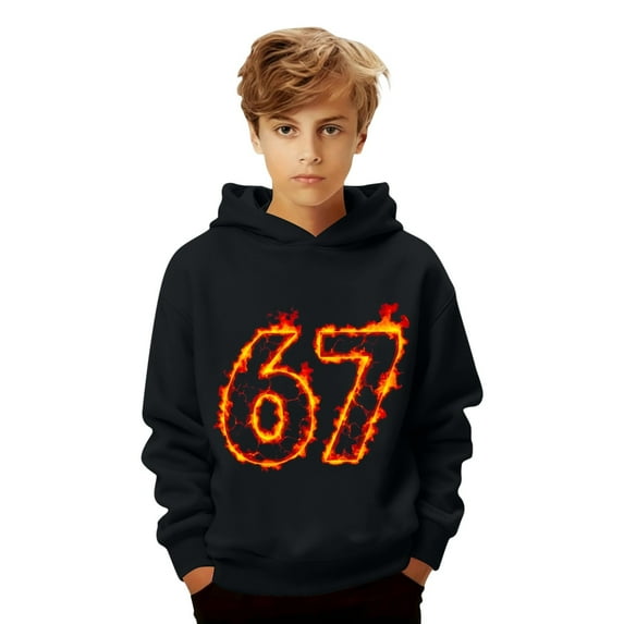 SRZYMJ Kids Boys 67 Meme Hoodie Long Sleeve Pullover Drop Shoulder ...