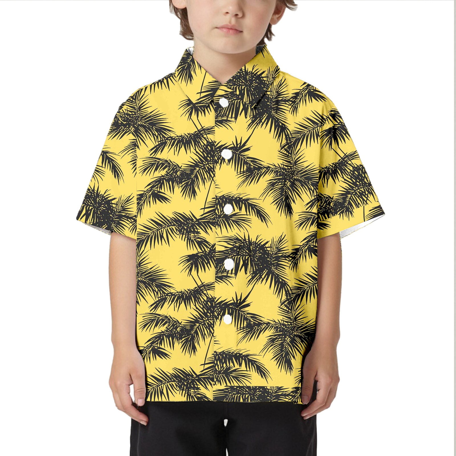 SRZYMJ Kids Boys Button Down Hawaiian Shirt Short Sleeve, Kids Summer ...