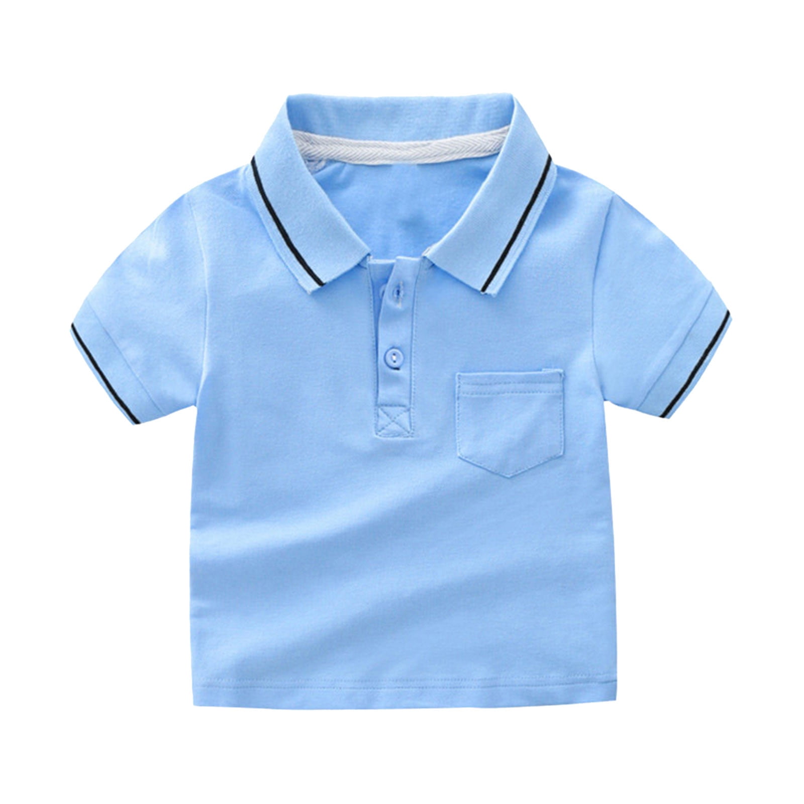 SRZYMJ Toddler Boys Short Sleeve String Polo Shirt Color Block School ...