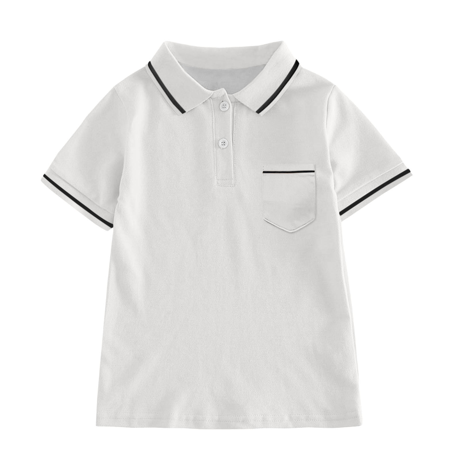 SRZYMJ Toddler Boys Short Sleeve String Polo Shirt Color Block School ...