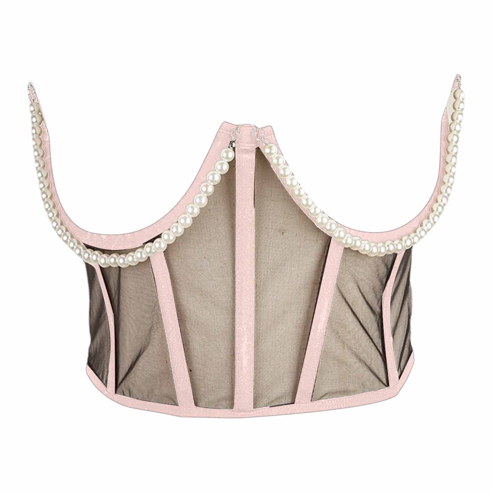SRZYMJ Underbust Corset Belts for Women Lace Up Tie Back Bustier Sheer ...