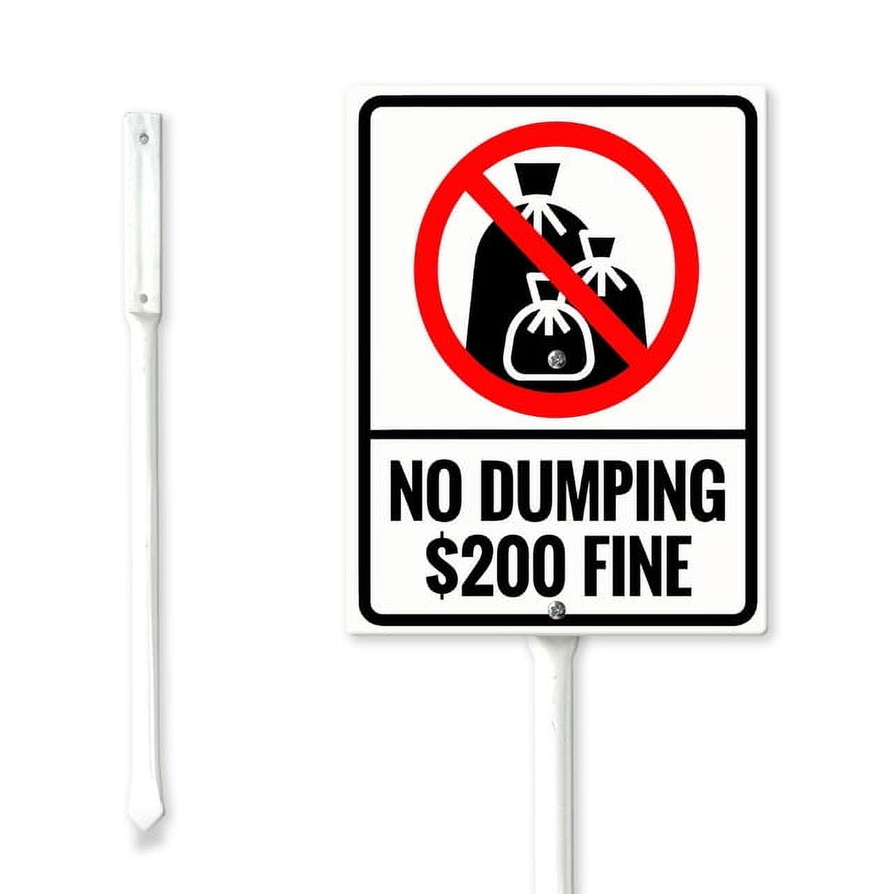 SRongmao 4.6x6inch No Dumping 200 Fine Yard Sign with Stake Sturdy ...