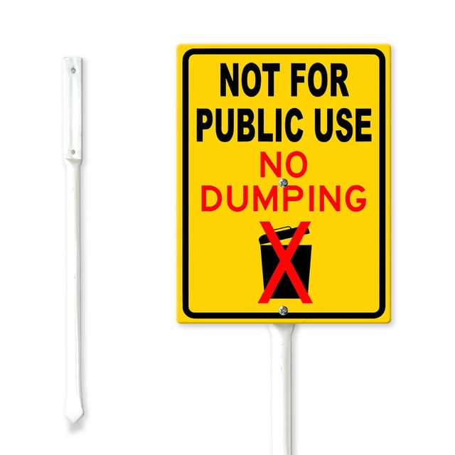 SRongmao 4.6x6inch Not for Public Use No Dumping Yard Sign with Stake Sturdy Aluminum Yard Sign ...