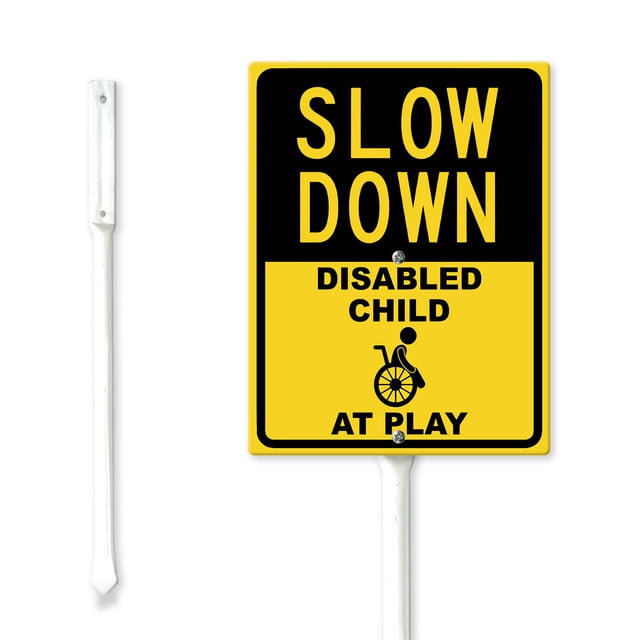 SRongmao 4.6x6inch Slow Down Disabled Child At Play Yard Sign with ...
