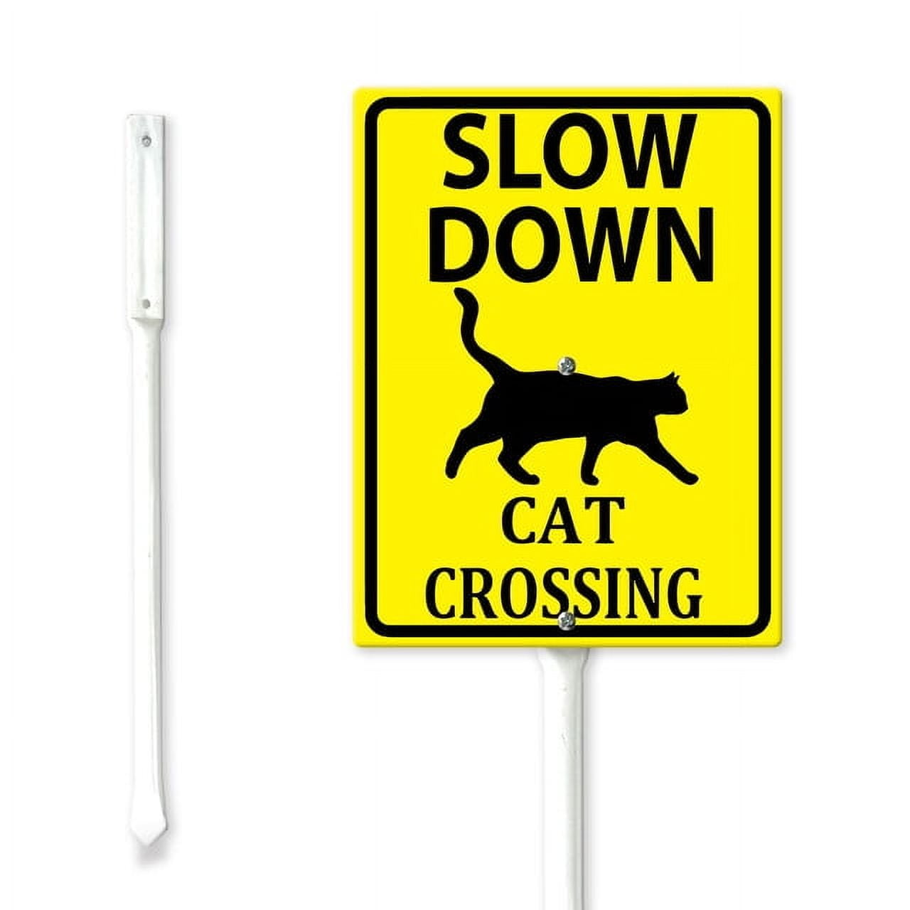 SRongmao 4.6x6inch Slow Down Sign Cat Crossing Signs with Stakes Sturdy ...