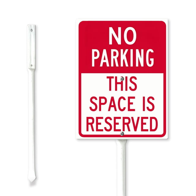 SRongmao 8x12inch No Parking This Space is Reserved Yard Sign with Stake Sturdy Aluminum Yard ...