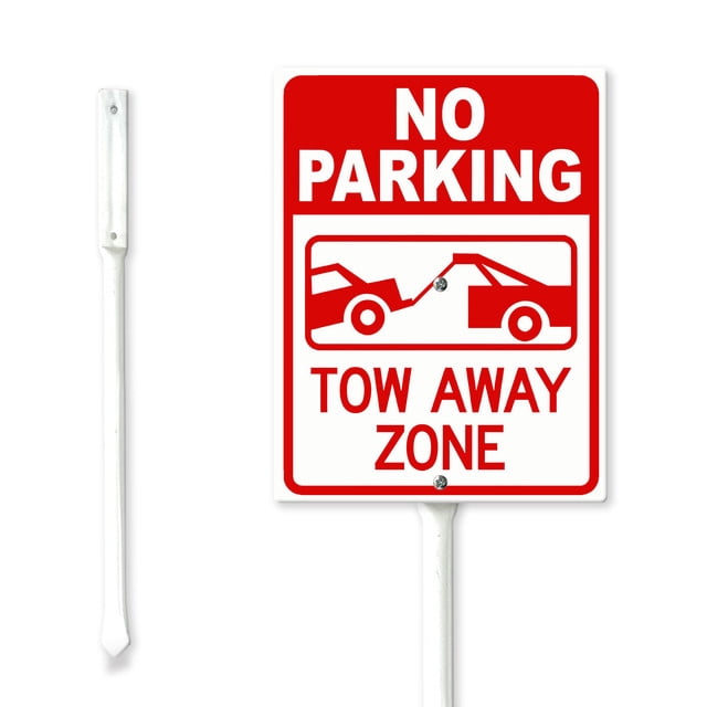 SRongmao 8x12inch No Parking Tow Away Zone Yard Sign with Stake Sturdy ...