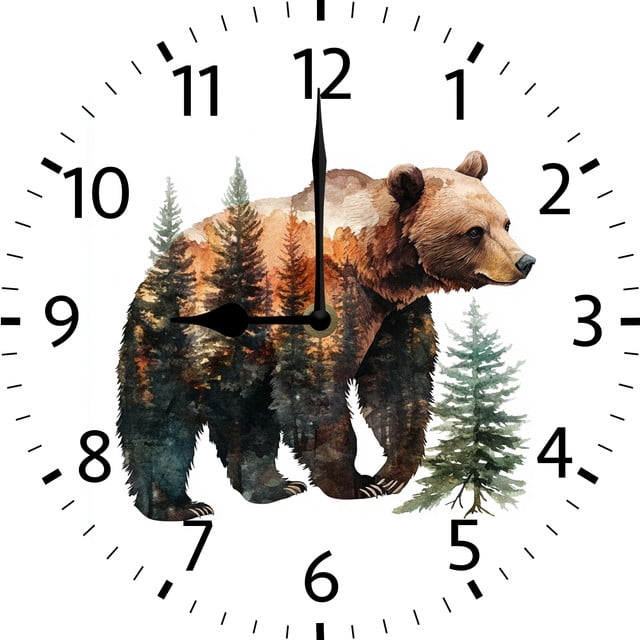 SRongmao Bear Lover Sign Bear Wall Clock Vintage Wooden Battery ...
