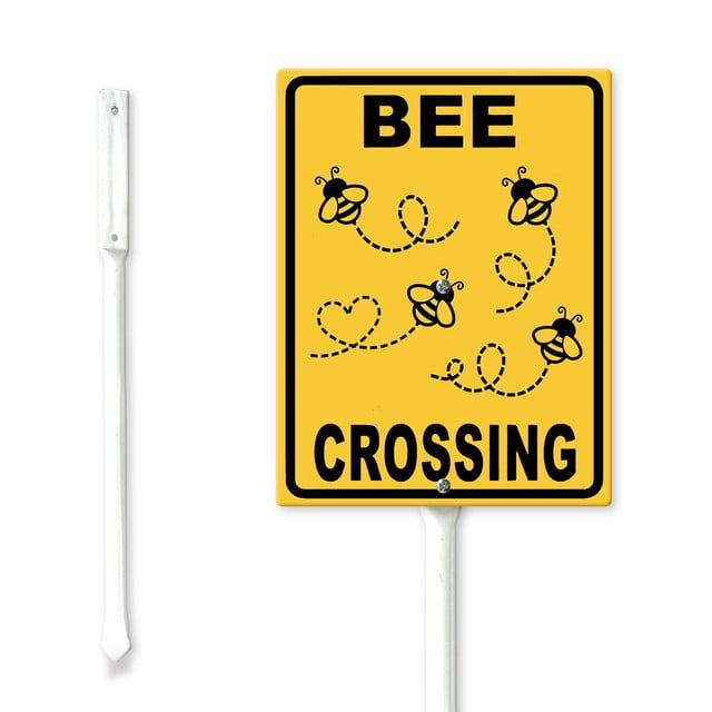 SRongmao Bee Crossing Yard Sign with Stakes 8x12inch Bee Decorations ...