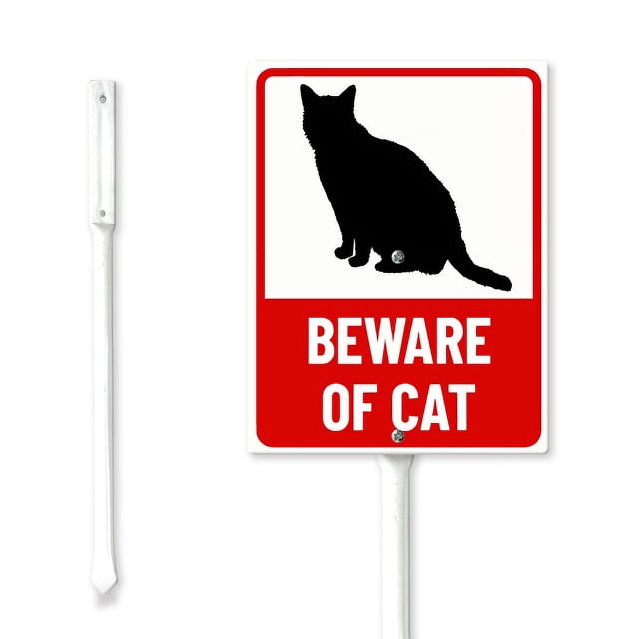 SRongmao Beware Of Cat Yard Sign with Stake 7x8.8inch Sturdy Aluminum ...