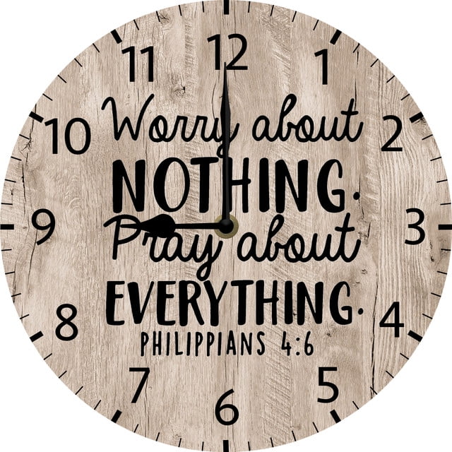 SRongmao Bible Verse Wall Clock Worry About Nothing Pray About ...