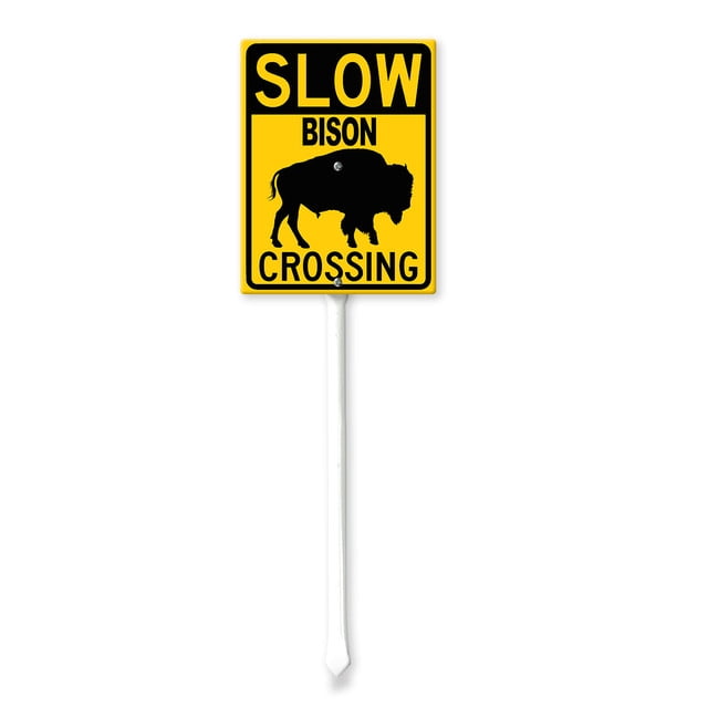 SRongmao Bison Crossing Sign with Stake 4.6x6inch Yard Sign Aluminum ...