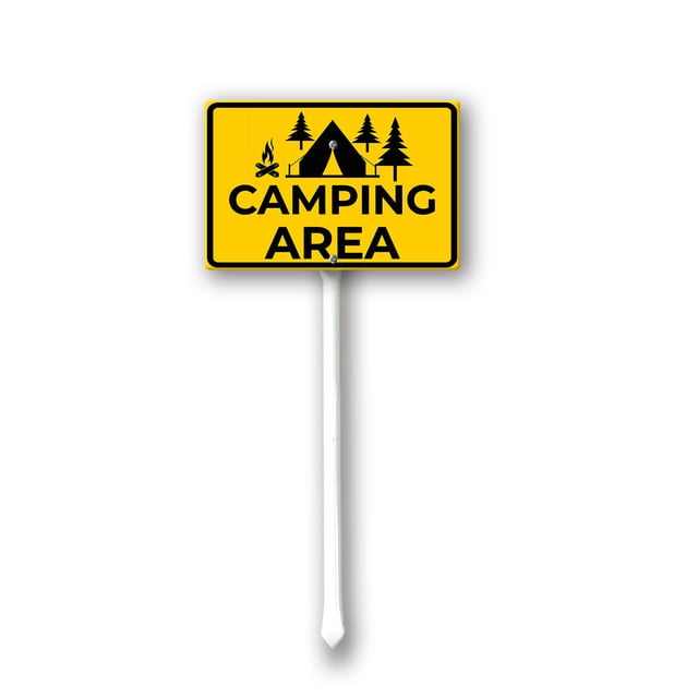 SRongmao Camping Sign Camping Area Sign with Stake -8x12inch Lawn Sign ...