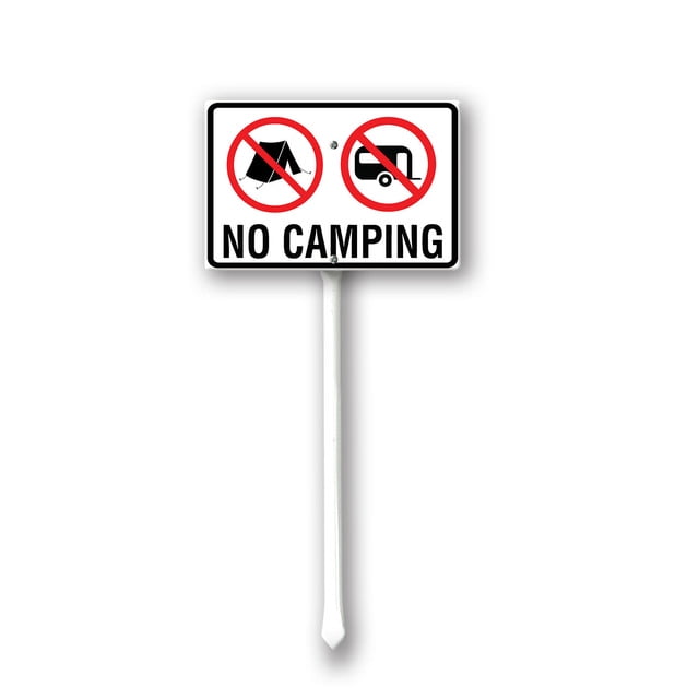 SRongmao Camping Sign No Camping Sign with Stake -8x12inch Lawn Sign ...