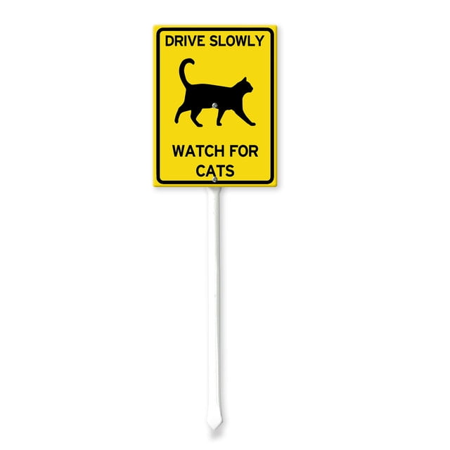 SRongmao Cat Sign Drive Slowly Watch For Cats Sign with Stake 8x12inch ...