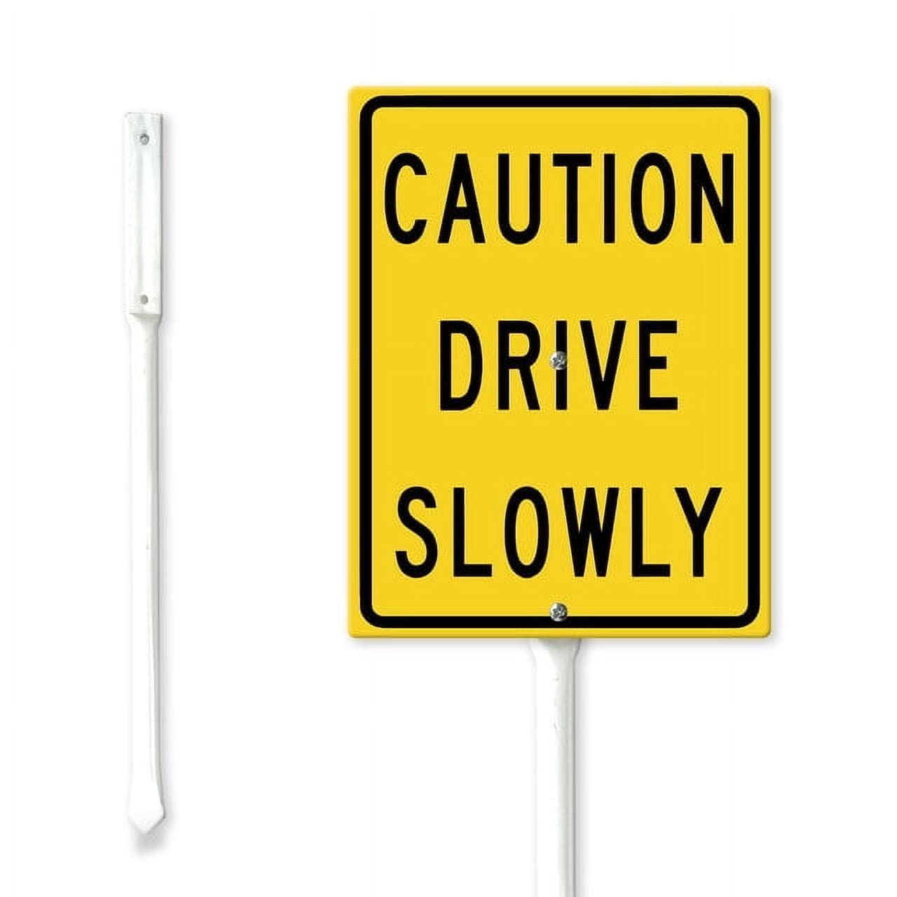 SRongmao Caution Drive Slowly Yard Sign with Stake 7x8.8inch Sturdy ...