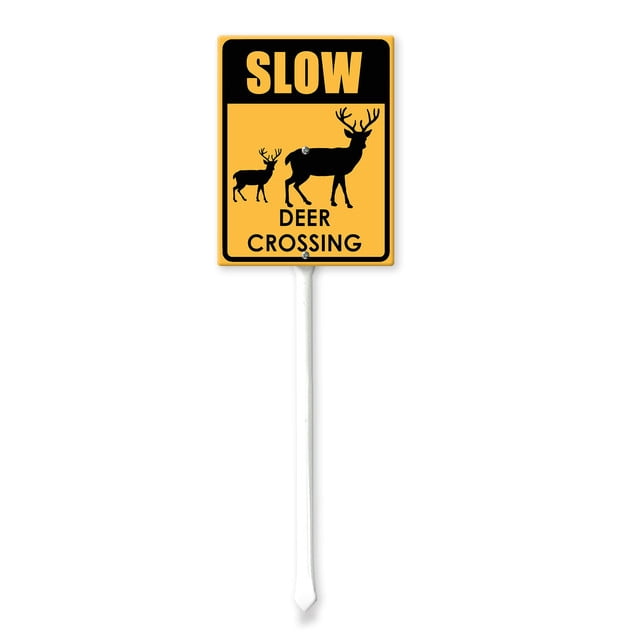 SRongmao Caution Safety Sign Slow Deer Crossing Sign with Stake 4 ...