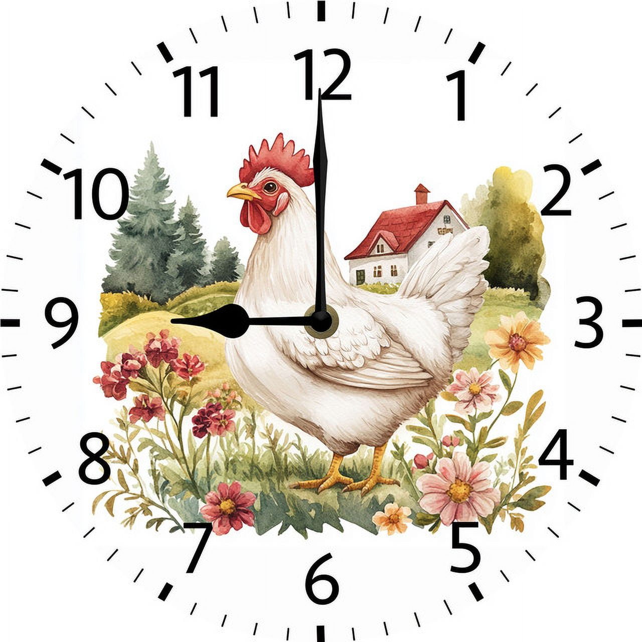 SRongmao Chicken Lover Sign Chicken Wall Clock Vintage Wooden Battery ...