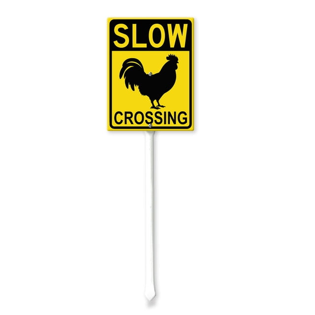 SRongmao Chicken Sign Rooster Crossing Sign with Stake Sturdy Aluminum ...
