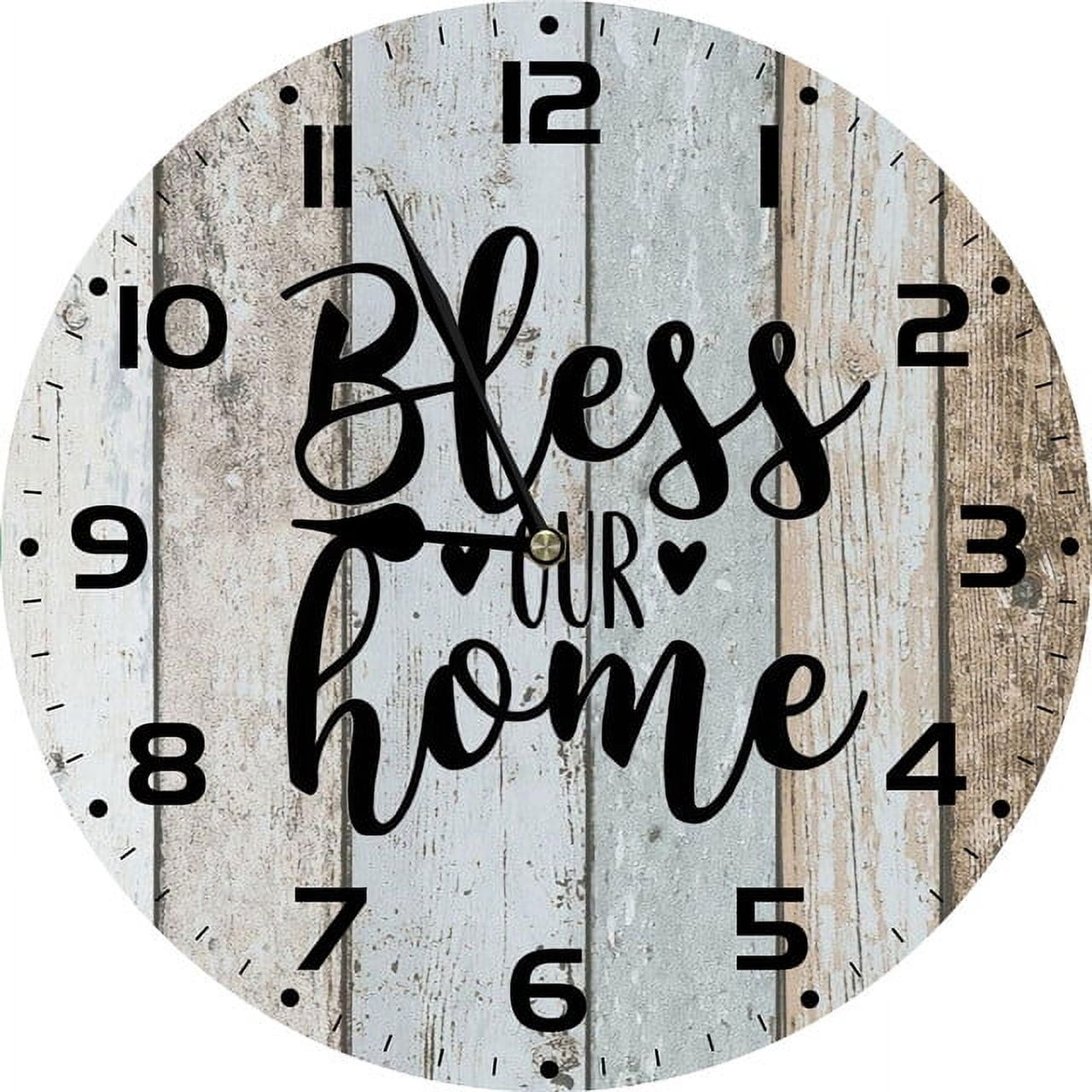 SRongmao Christian Wall Clock Wooden Bible Verses Wall Clock Bless Our ...