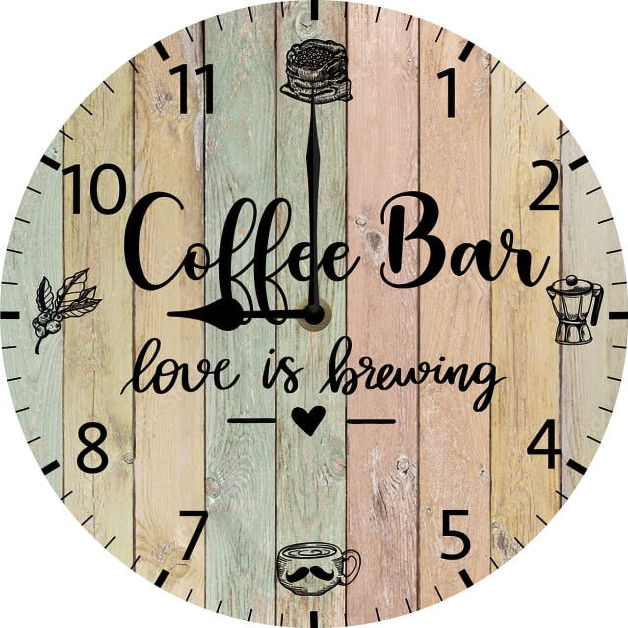 SRongmao Coffee Bar Wall Decor Coffee Bar Wall Clock Battery Operated ...
