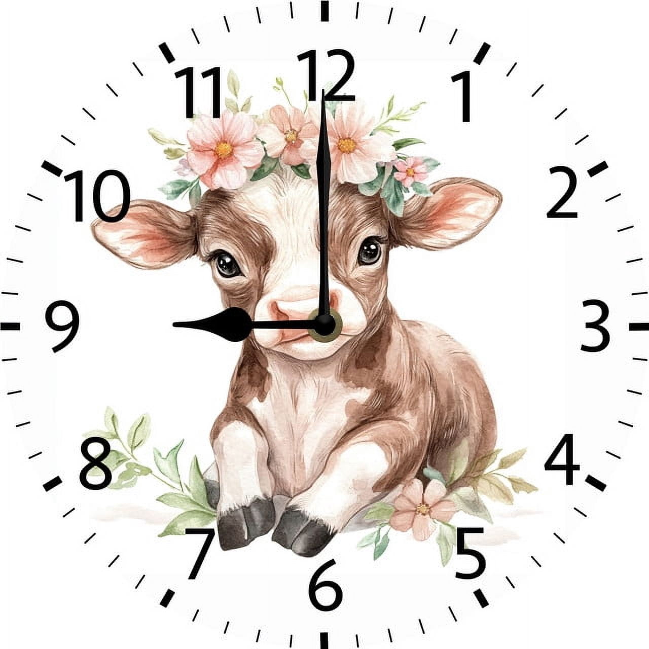 SRongmao Cow Lover Sign Cow Wall Clock Vintage Wooden Battery Operated ...