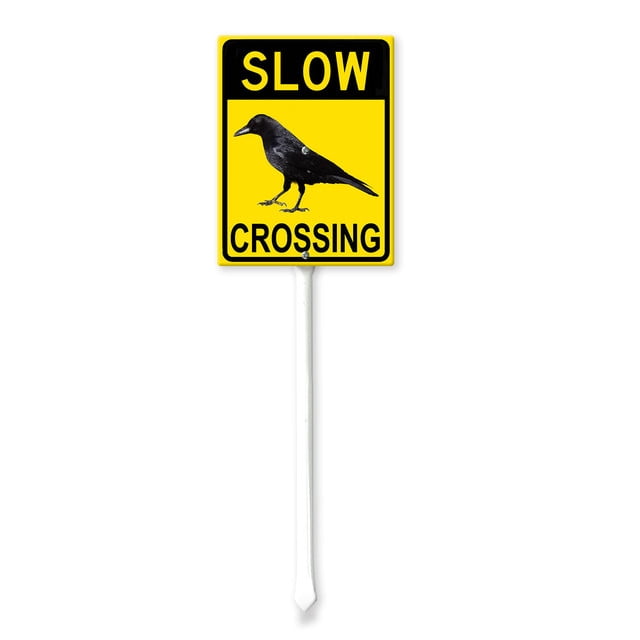 SRongmao Crow Sign Slow Crow Crossing Sign with Stake 4.6x6inch Yard ...