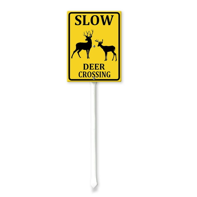 SRongmao Deer Sign Slow Deer Crossing Sign with Stake Sturdy Aluminum ...