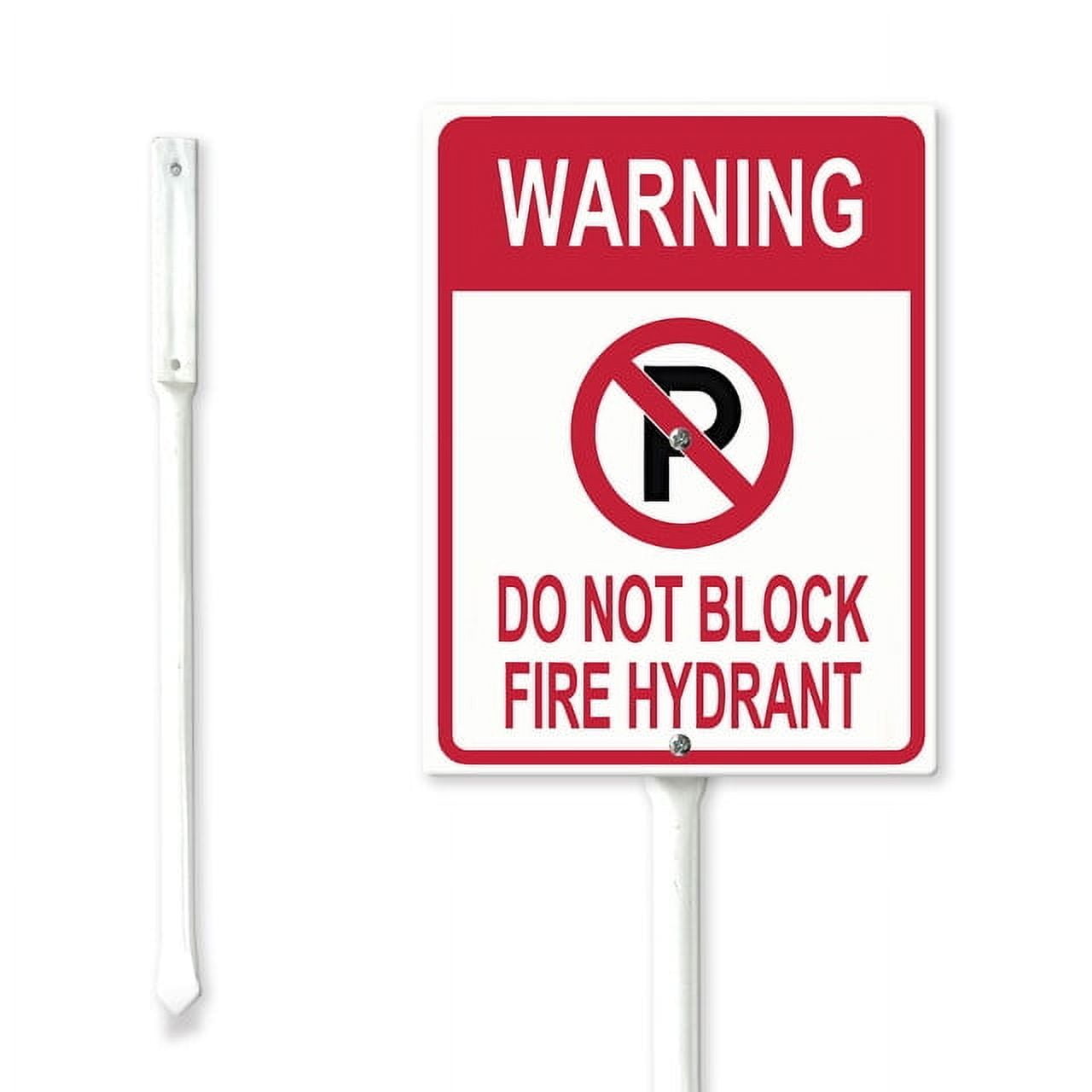 SRongmao Do Not Block Fire Hydrant Sign with Stake 4.6x6inch Sturdy Aluminum Yard Sign Rust Free ...