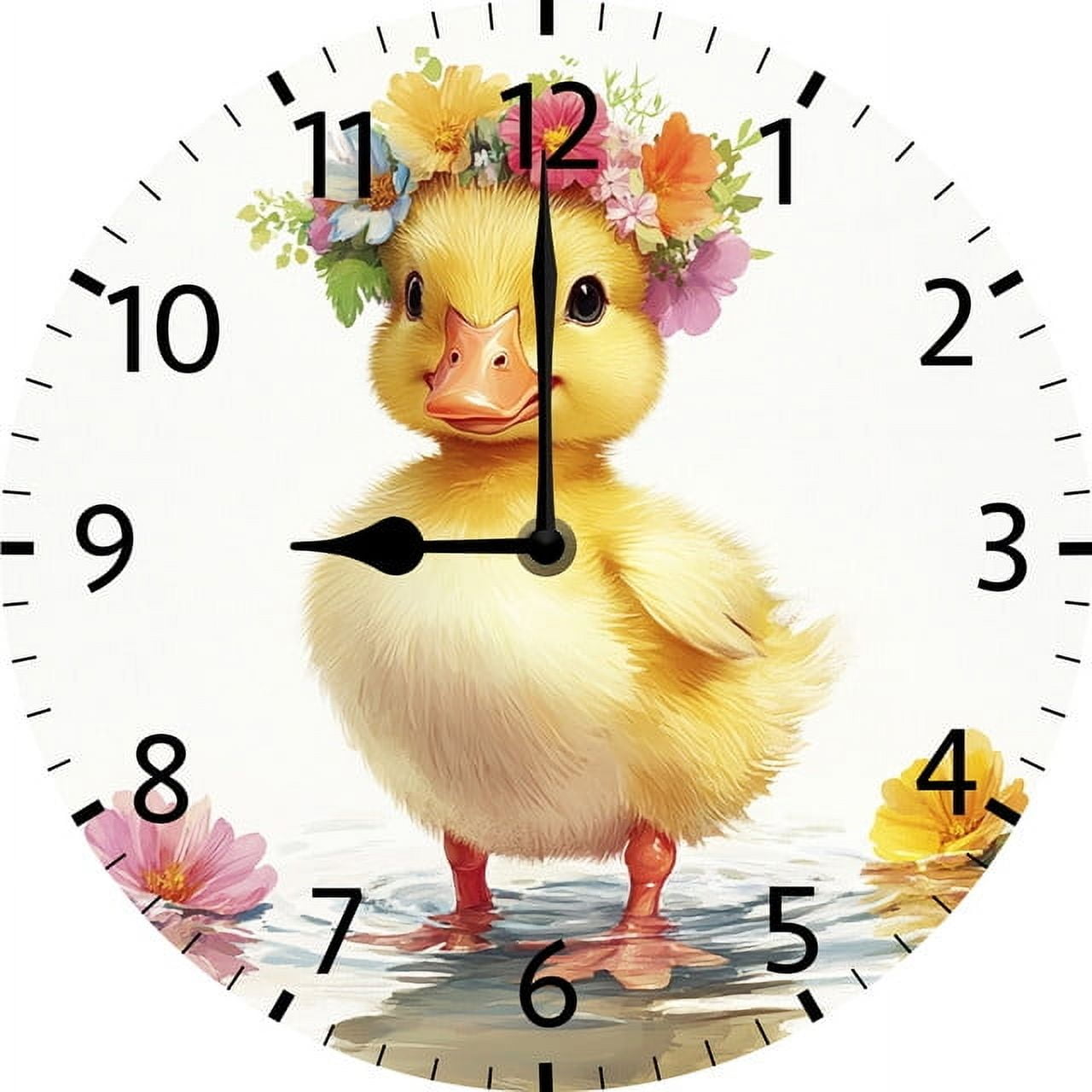 SRongmao Duck Wall Decor Duck Wall Clock Battery Operated Non Ticking ...