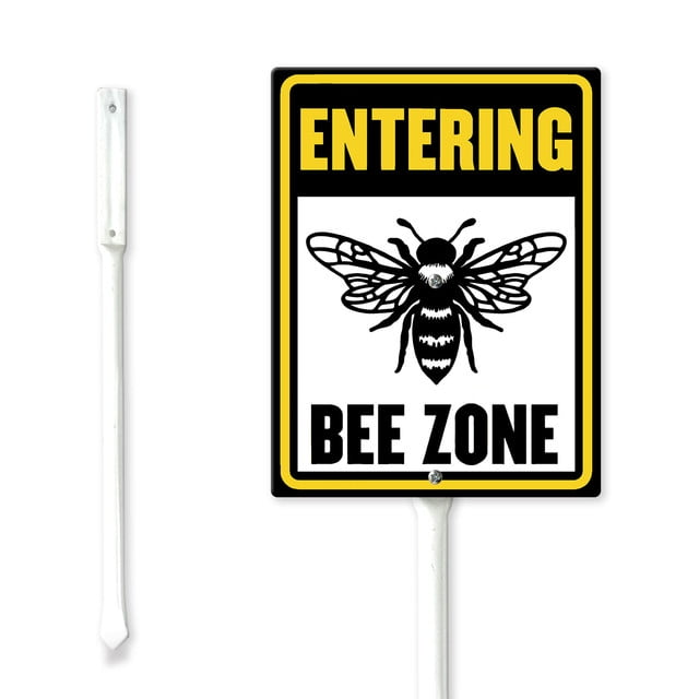 SRongmao Entering Bee Zone Yard Sign with Stakes 4.6x6inch Bee ...