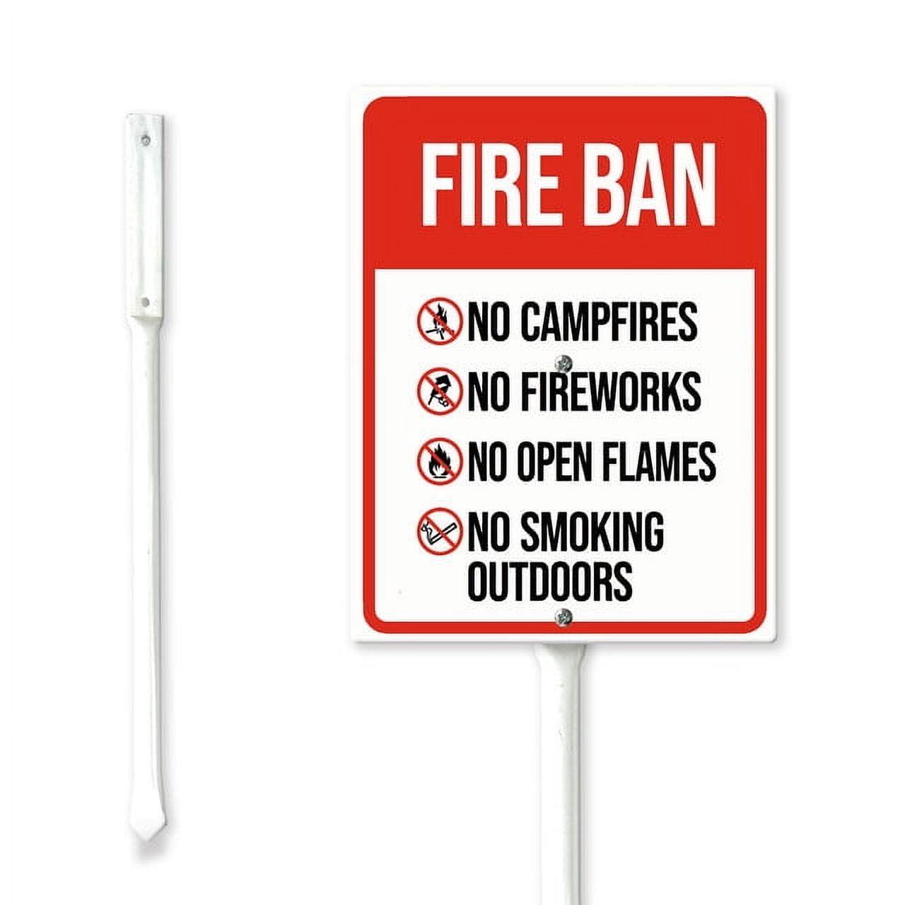 SRongmao Fire Ban Sign with Stake 4.6x6inch Sturdy Aluminum Yard Sign ...