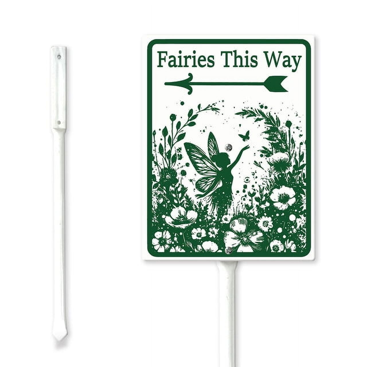 SRongmao Garden Sign Fairies This Way Yard Sign with Stake Left Arrow ...